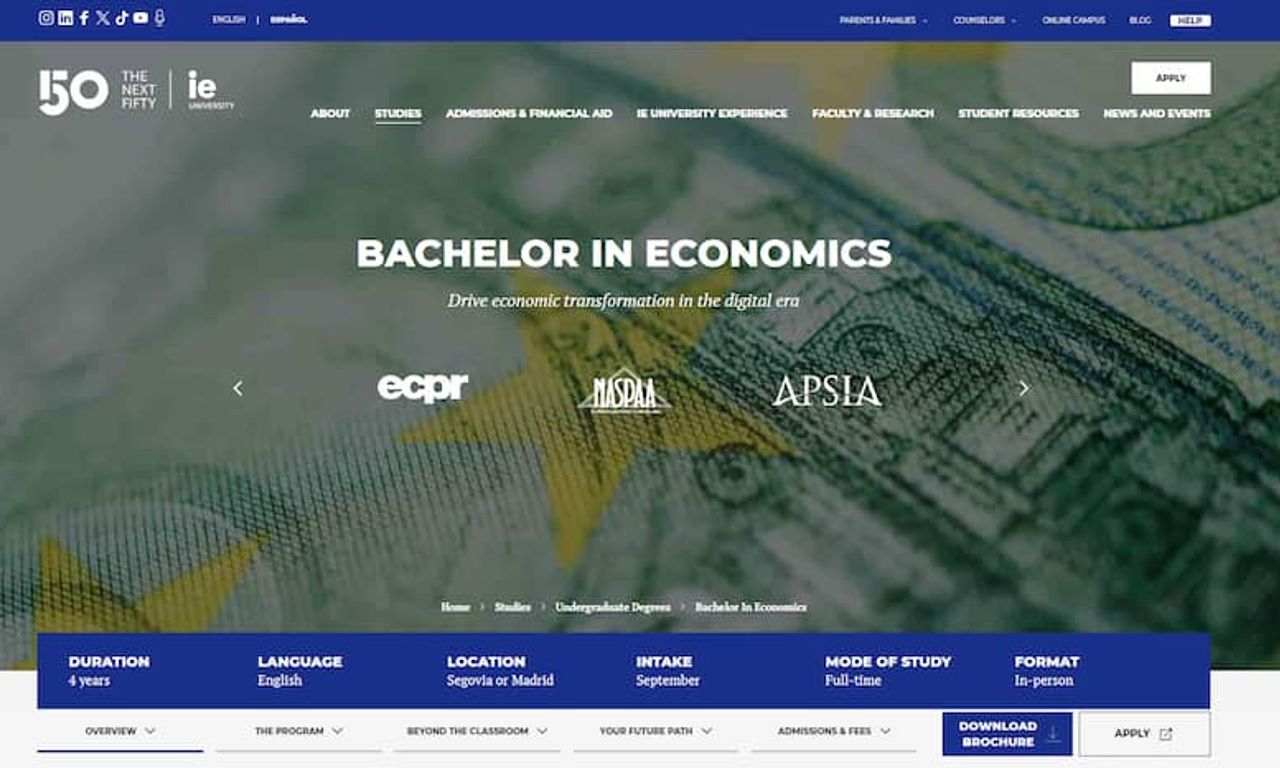 Admissions and Fees - Bachelor in Economics | IE University