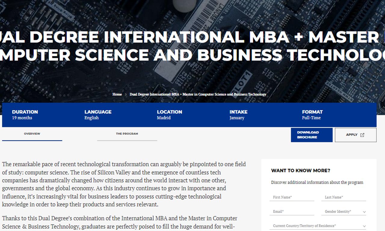 IMBA + Master in Computer Science & Business | IE Dual Degree