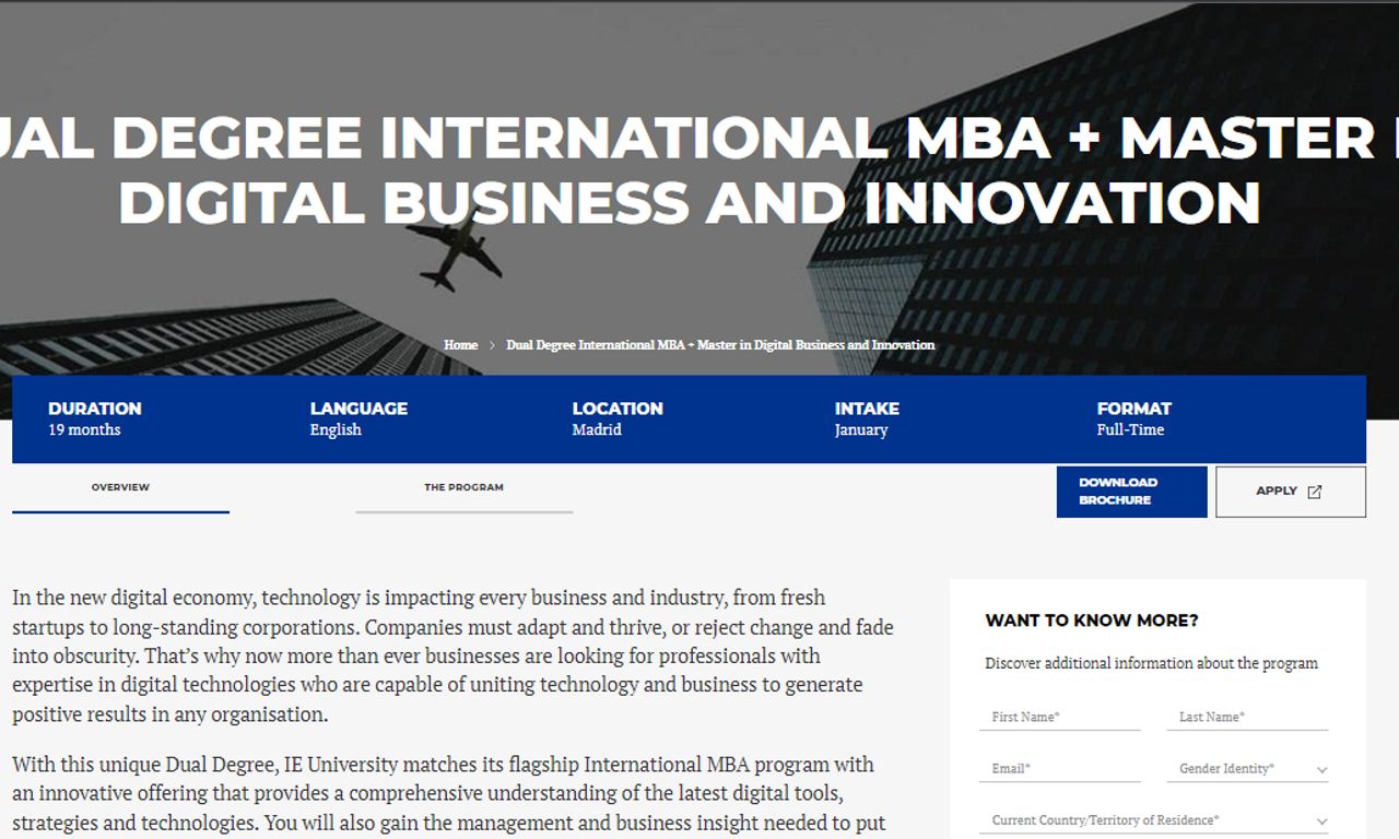 IMBA + Master in Digital Business & Innovation | IE Dual Degree