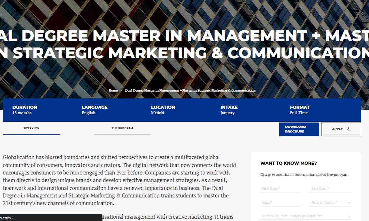 MIM + Master Master in Strategic Marketing & Communication | IE Dual Degree