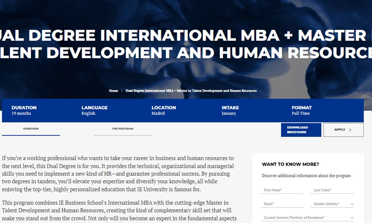 Admissions | IMBA + Master in Talent Development & HR | IE
