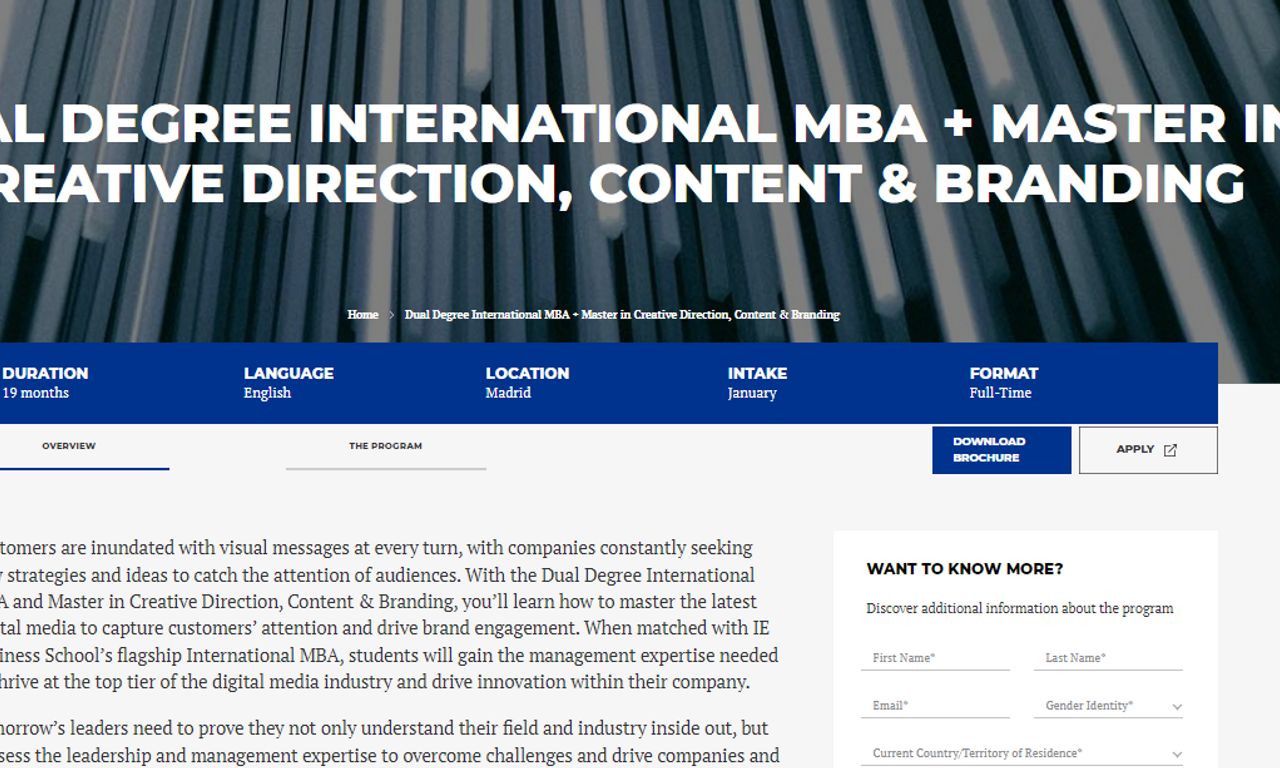 International MBA + Master in Creative Direction, Content & Branding ...