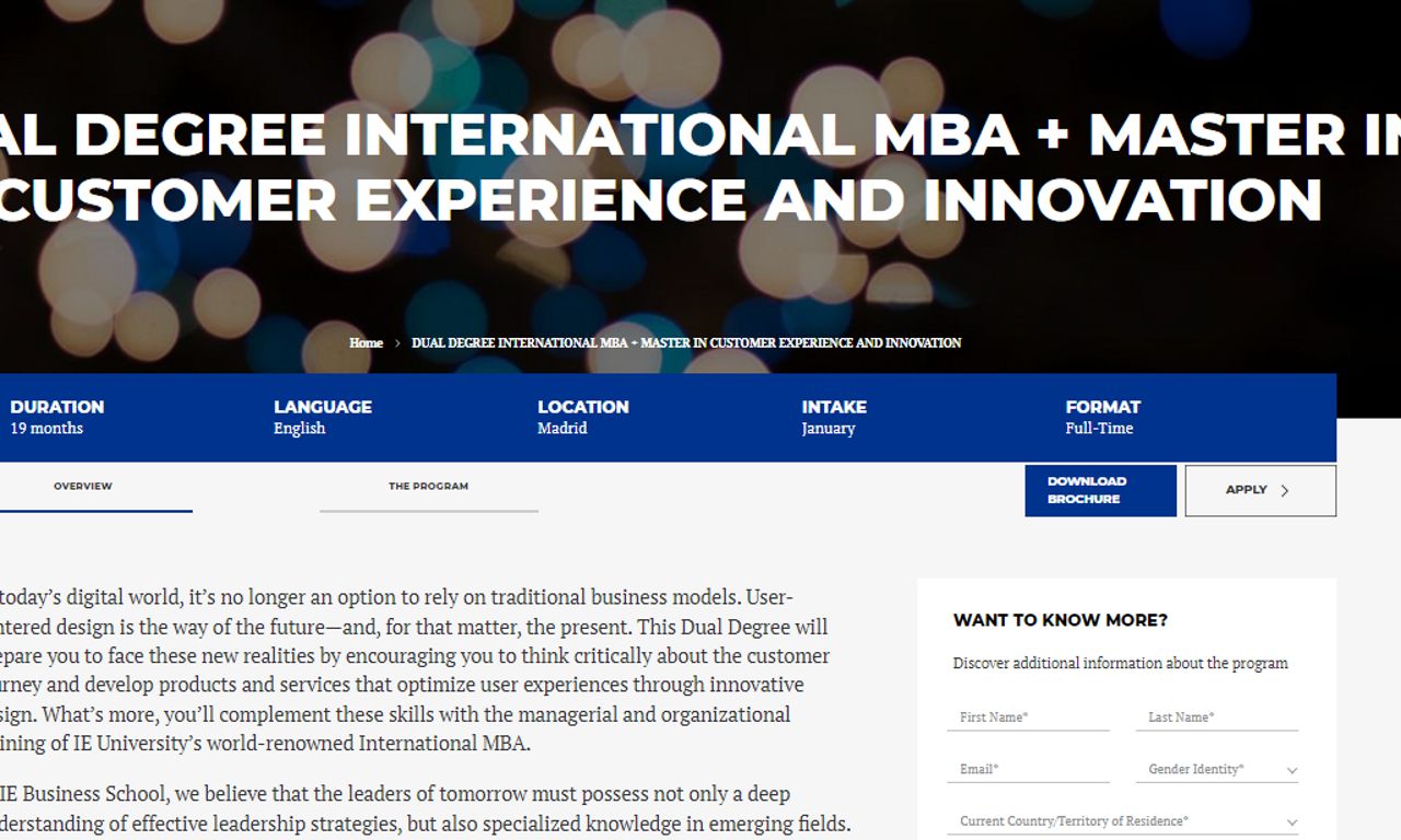 The Program | IMBA + Master Customer Experience & Innovation | IE
