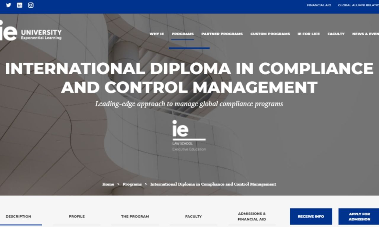 Compliance and Control Management Program Admissions and Fees | IE